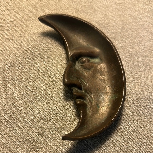 Art | Brass Tray Celestial Man In The Moon Face Trinket Dish | Poshmark